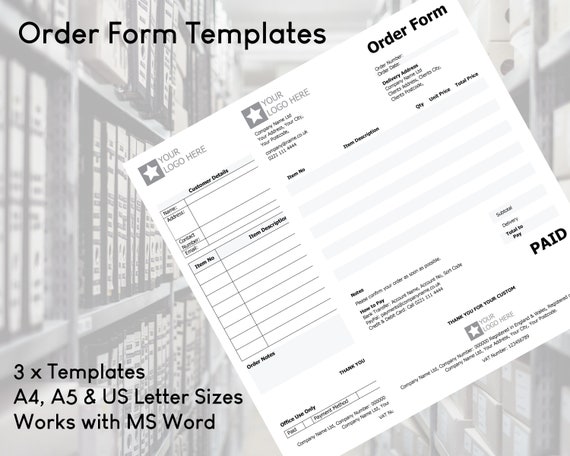 Simple Business Order Form Templates | Etsy