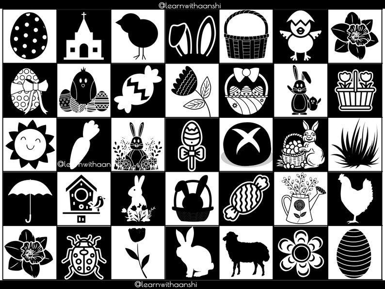 Easter Printable| High Contrast Baby Cards Printable, Montessori Black ...
