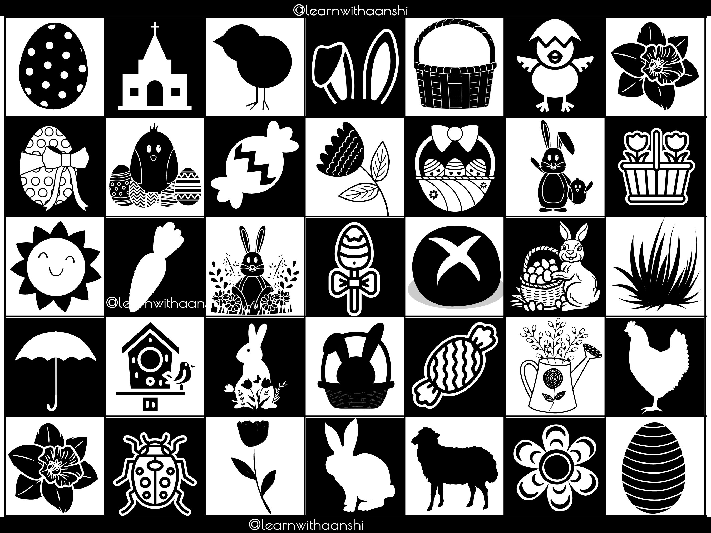 Easter Printable| High Contrast Baby Cards Printable, Montessori Black ...