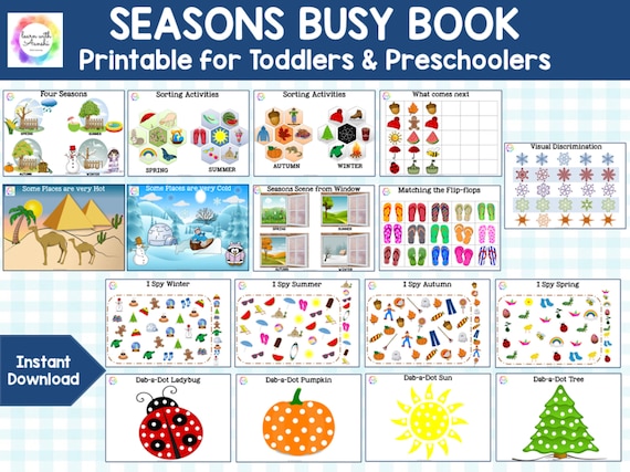 Seasons Busy Book for Toddlers 4 Seasons Busy Binder - Etsy Sweden