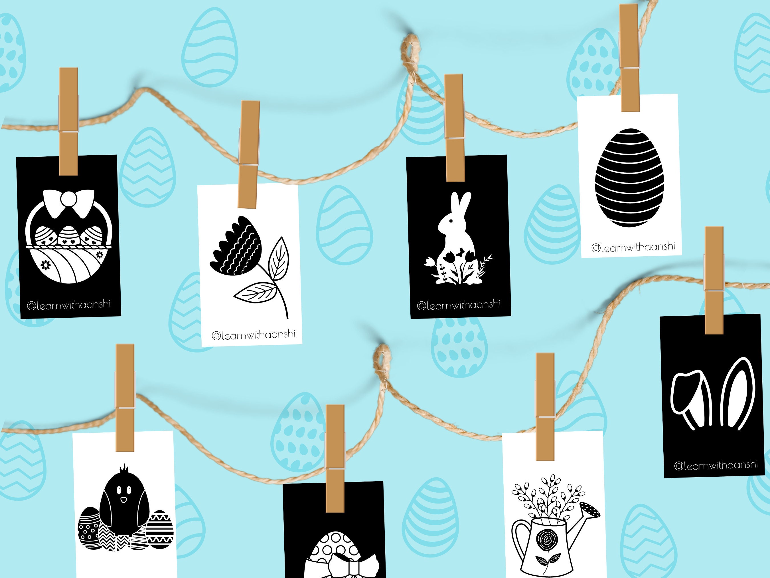 Easter Printable| High Contrast Baby Cards Printable, Montessori Black ...