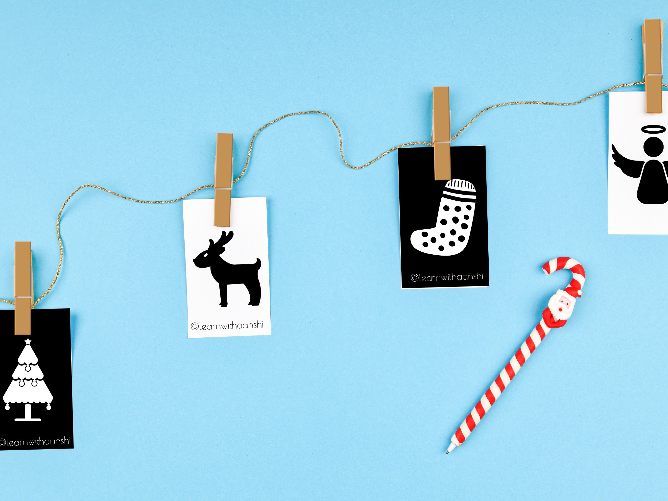 Christmas High Contrast Printable Baby Cards, Montessori Black & White ...