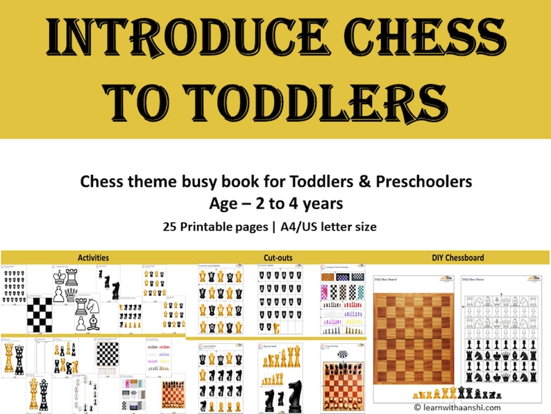 Chess Printables, Chess for Kids, DIY Chess Set, Chess Lover Gift, Chess Board, Toddler Gift ...