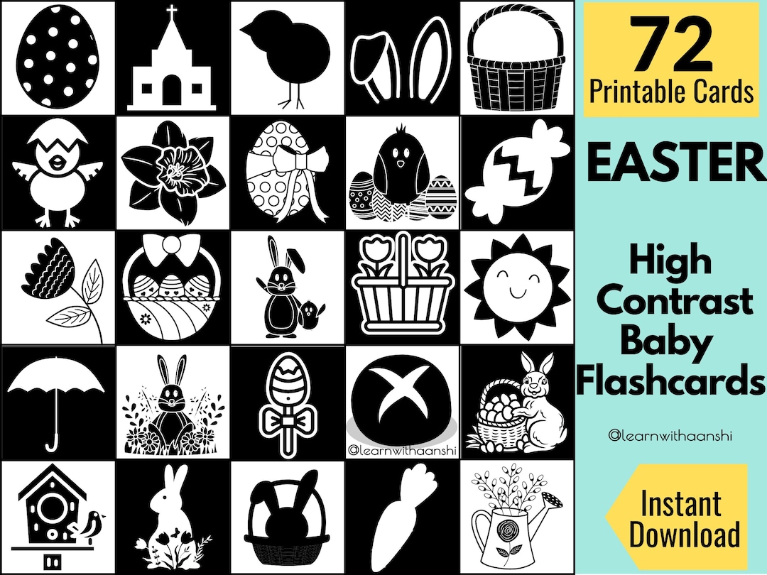 Easter Printable| High Contrast Baby Cards Printable, Montessori Black ...