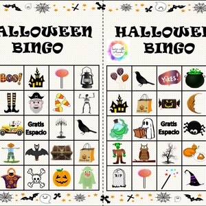 Bingo De Halloween | Bingo Imprimible Tarjetas De Halloween | Juego De ...