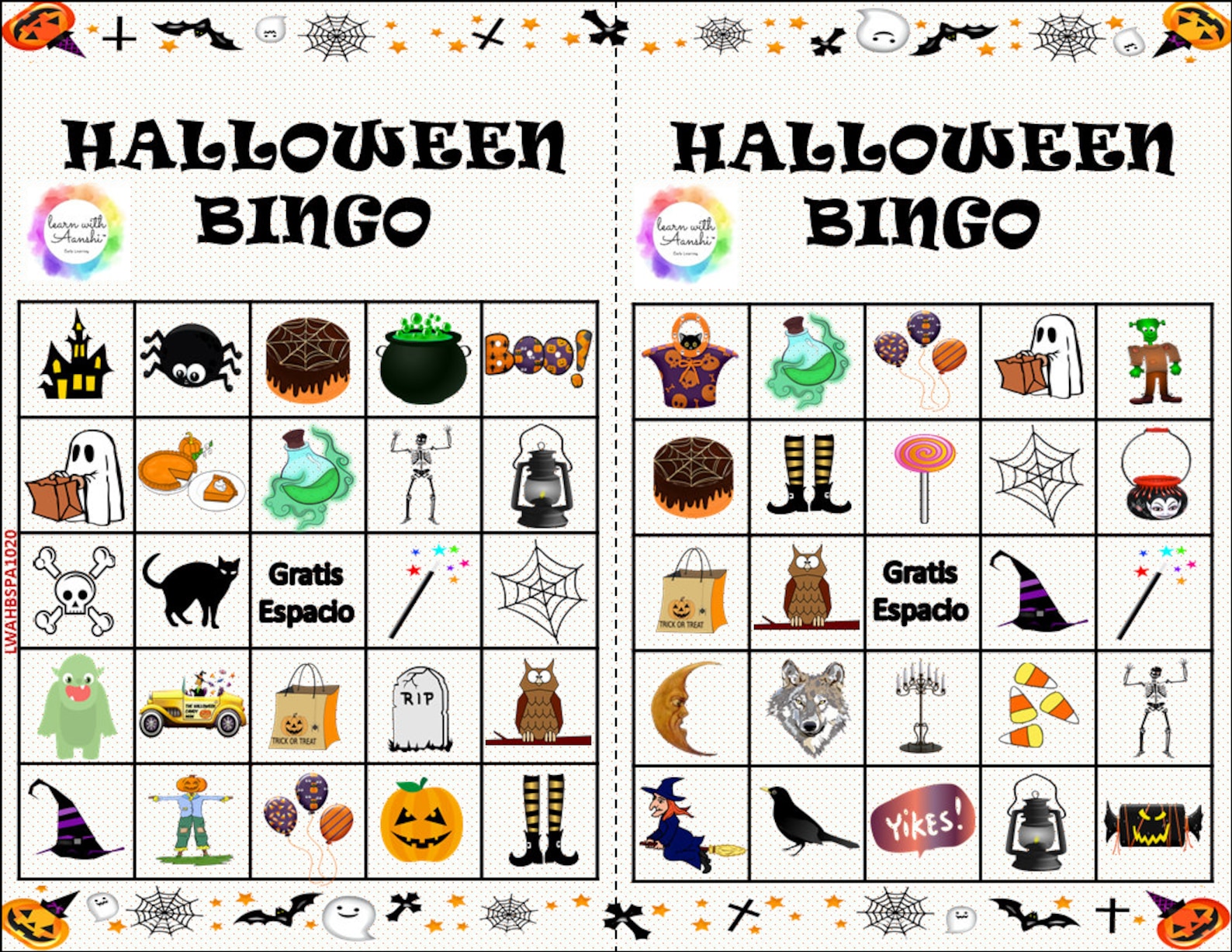 Bingo De Halloween | Bingo Imprimible Tarjetas De Halloween | Juego De ...