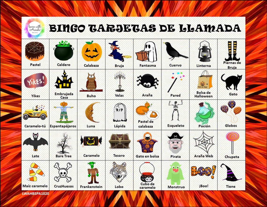 Bingo De Halloween | Bingo Imprimible Tarjetas De Halloween | Juego De ...