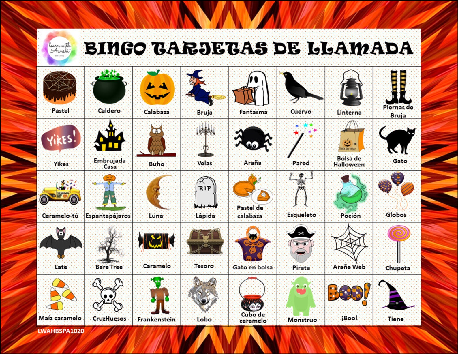 Bingo De Halloween | Bingo Imprimible Tarjetas De Halloween | Juego De ...