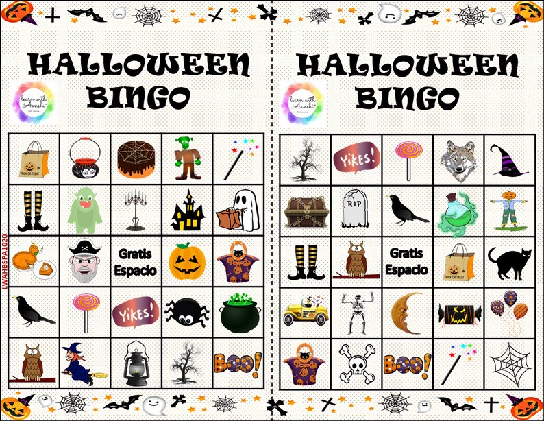 Bingo De Halloween | Bingo Imprimible Tarjetas De Halloween | Juego De ...