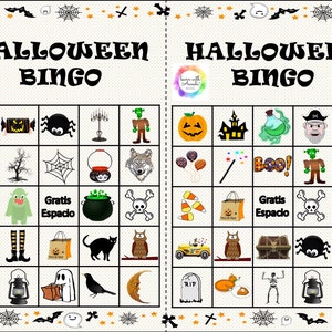 Bingo De Halloween | Bingo Imprimible Tarjetas De Halloween | Juego De ...