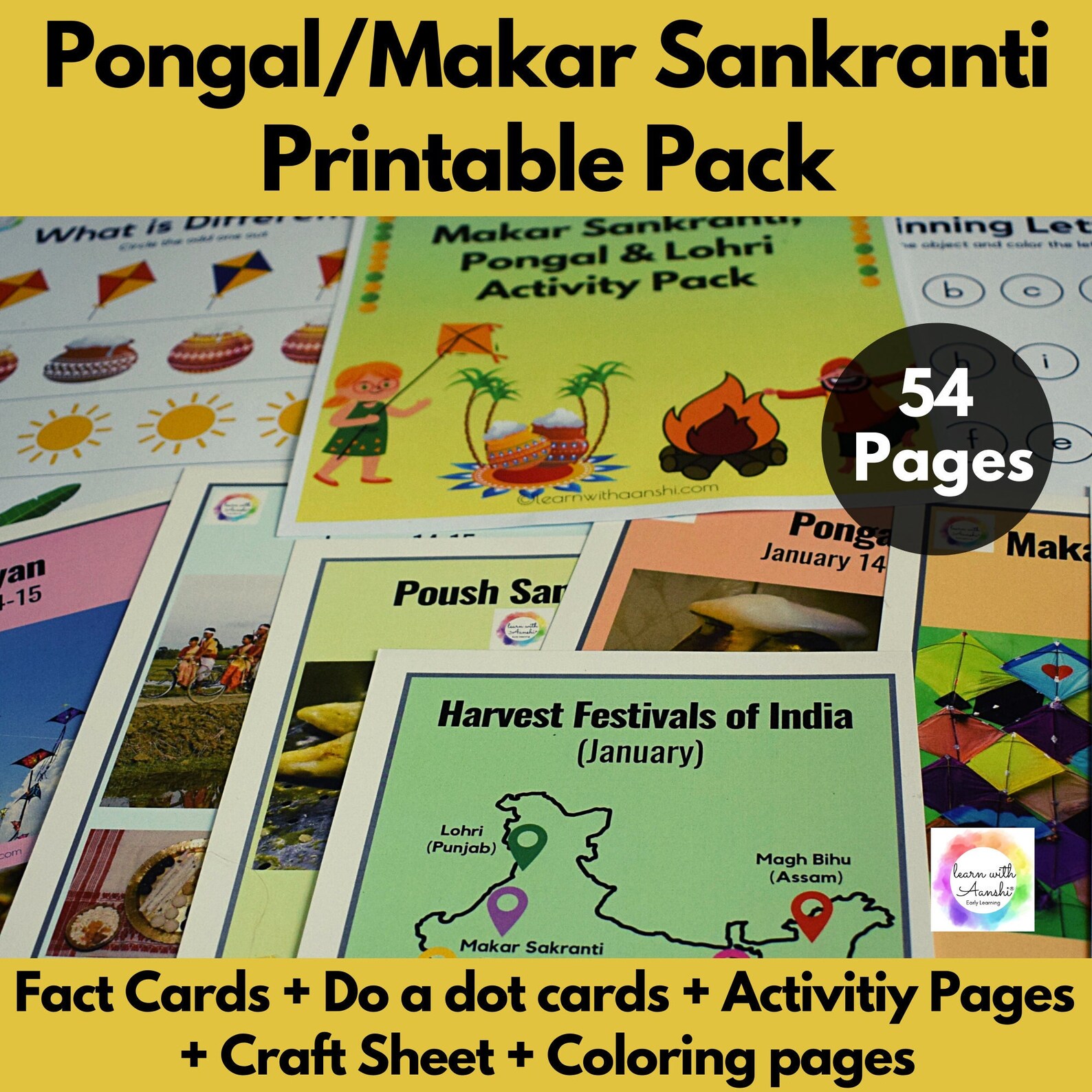 Pongal Activity Pack, Kids Worksheets, Coloring Pages (digital Download ...