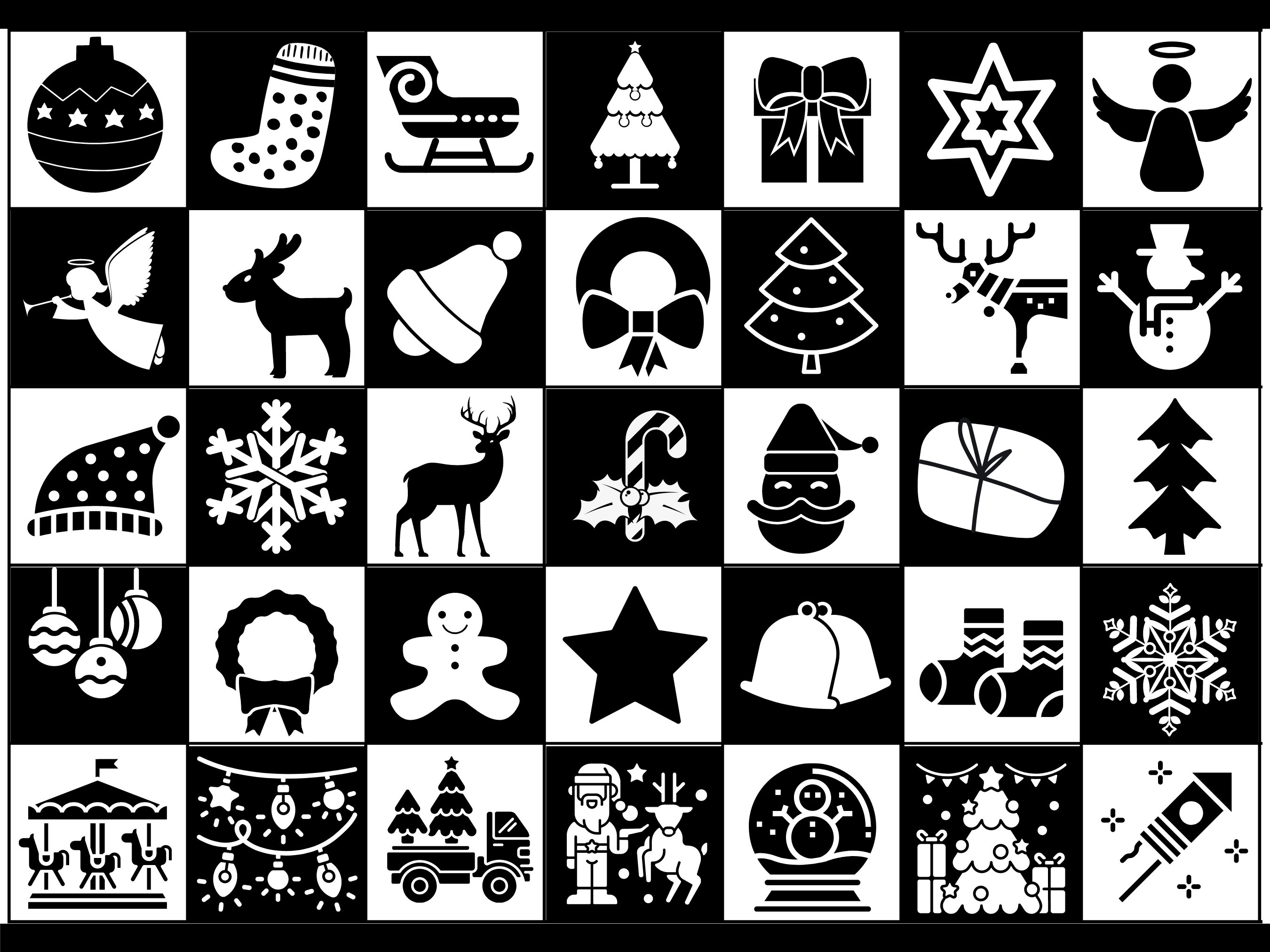 Christmas High Contrast Printable Baby Cards, Montessori Black & White ...
