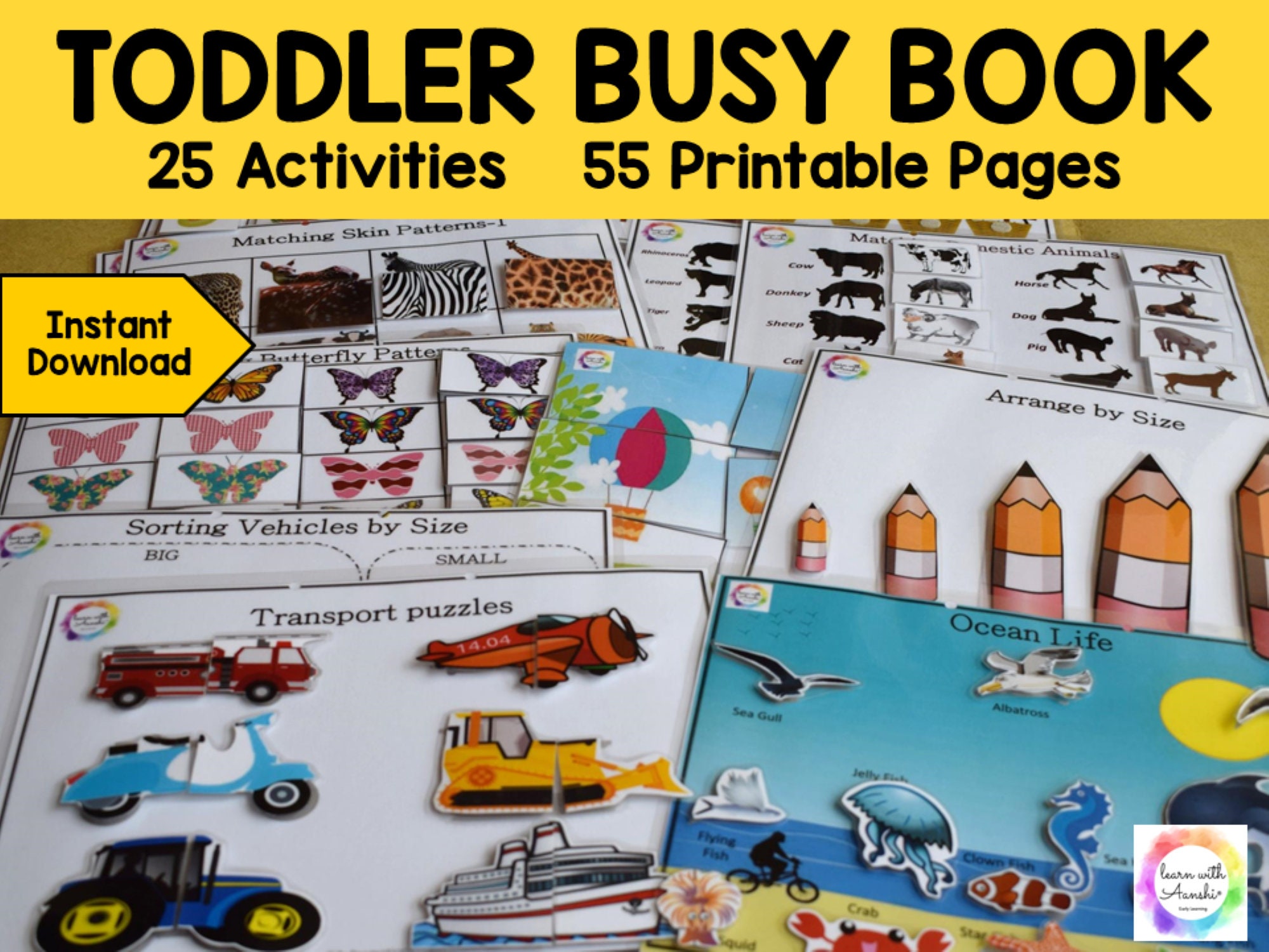 First Learning Folder. Toddler Busy Book. Busy Book Printable. - Etsy