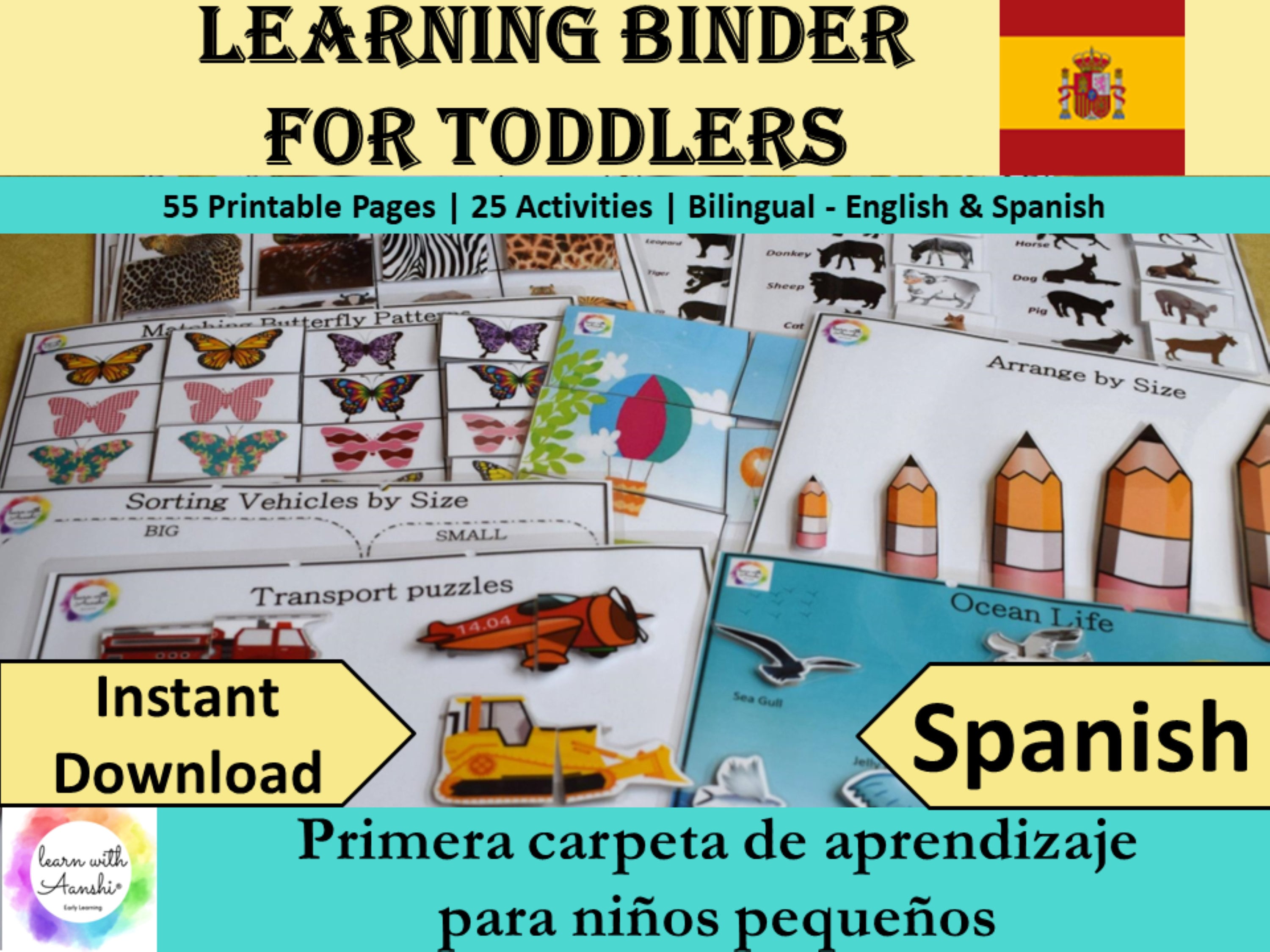 English Spanish Busy Book | Spanish Homeschool Quiet Binder | Spanish ...