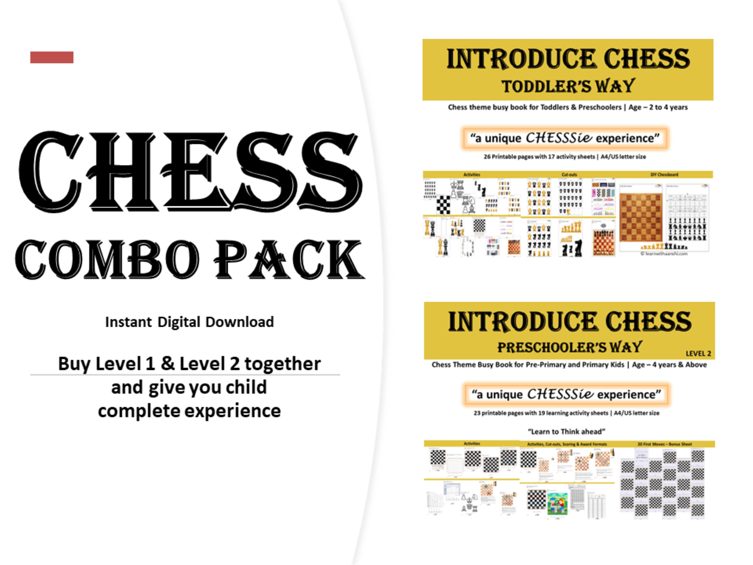 Chess, Combo Pack for Kids, Busy Books, Chess Printables, Learning ...