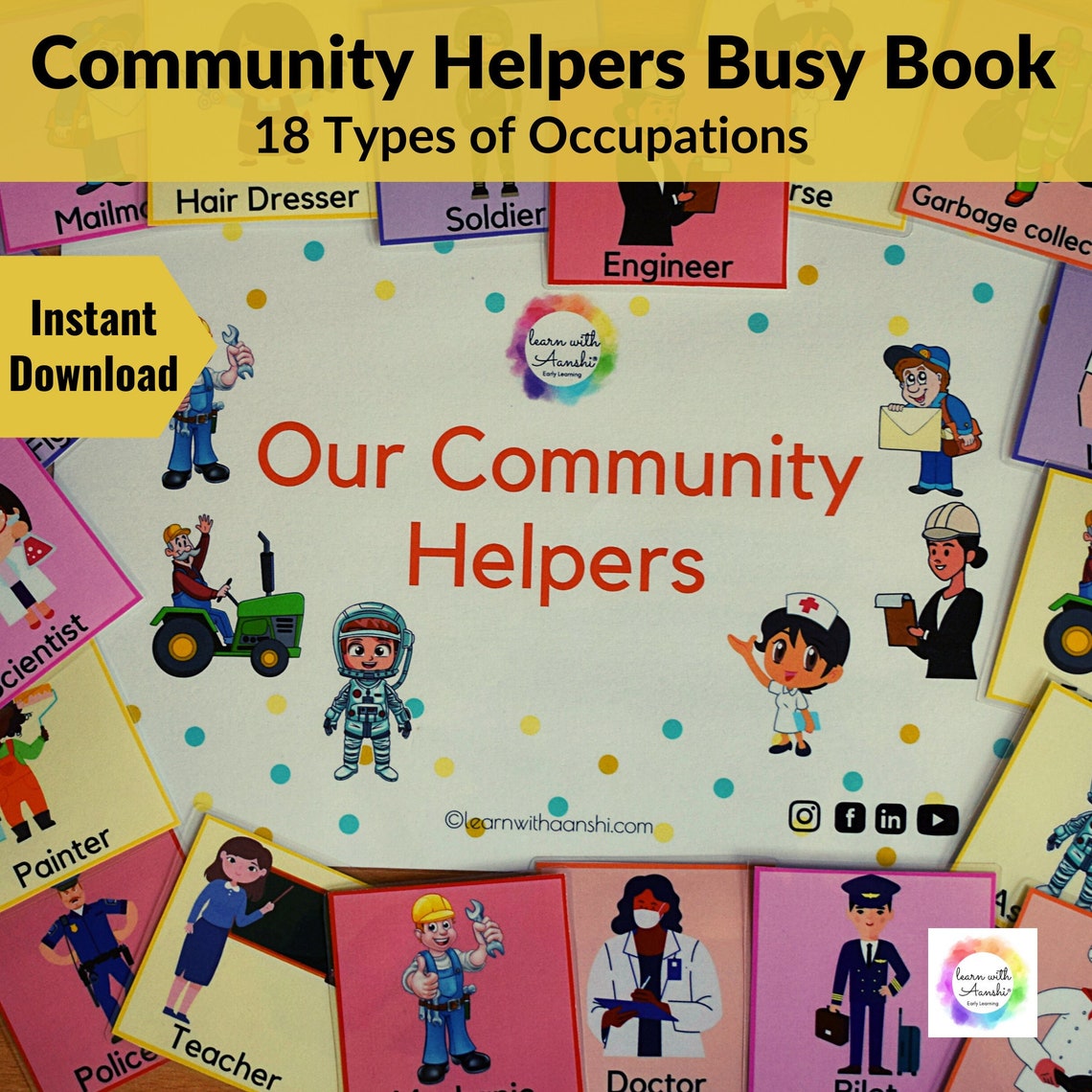 Community Helpers Printable Busy Book, Preschool Busy Books, Toddler ...