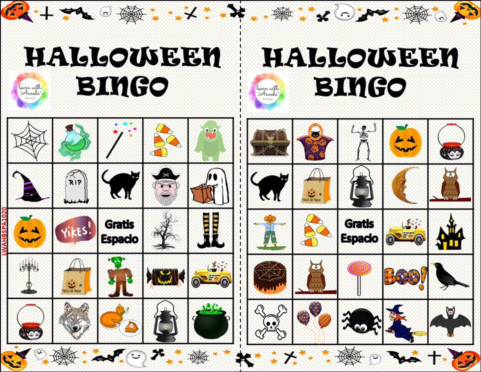 Bingo De Halloween | Bingo Imprimible Tarjetas De Halloween | Juego De ...