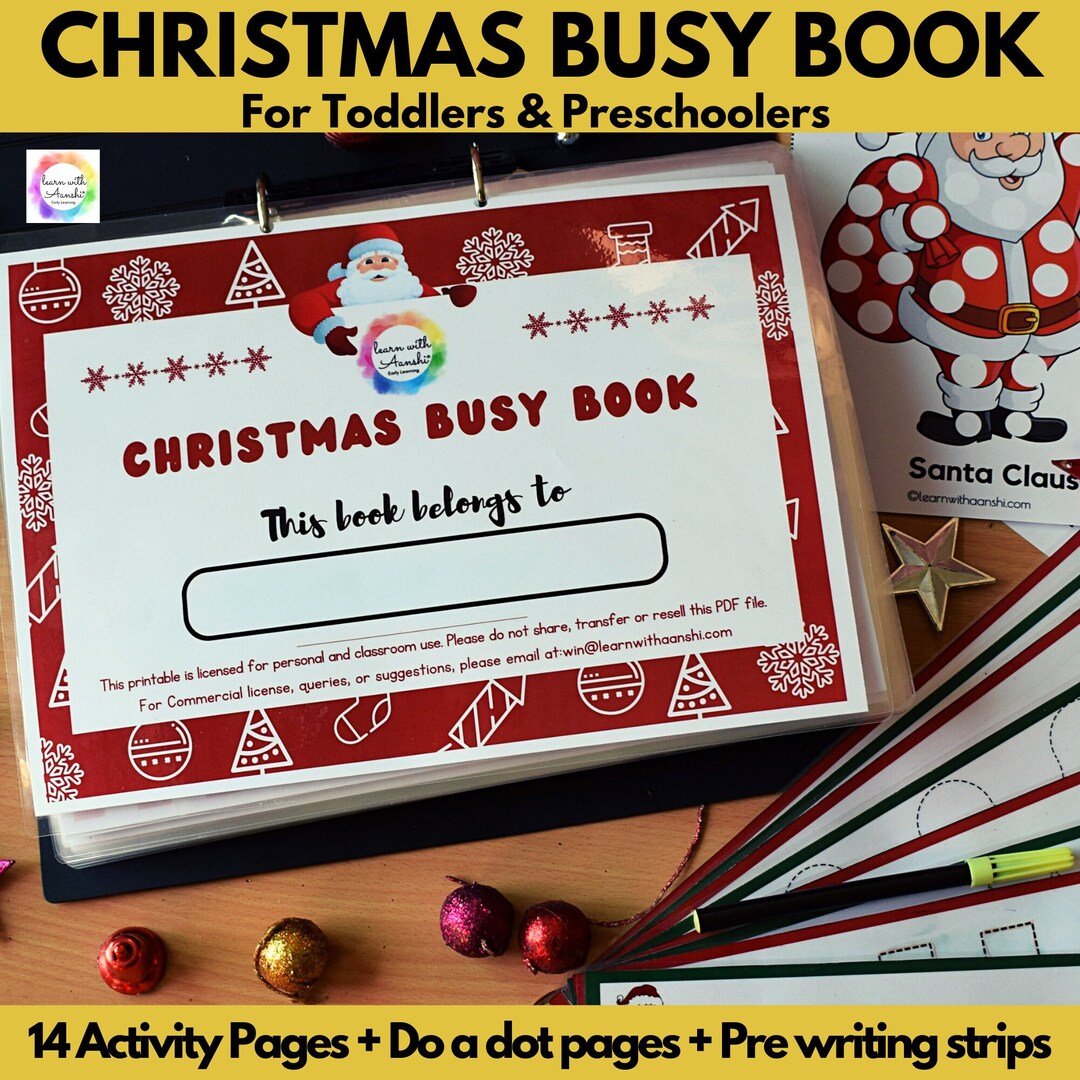 Christmas Busy Book, Toddler Busy Book Printable, Christmas Busy Binder ...