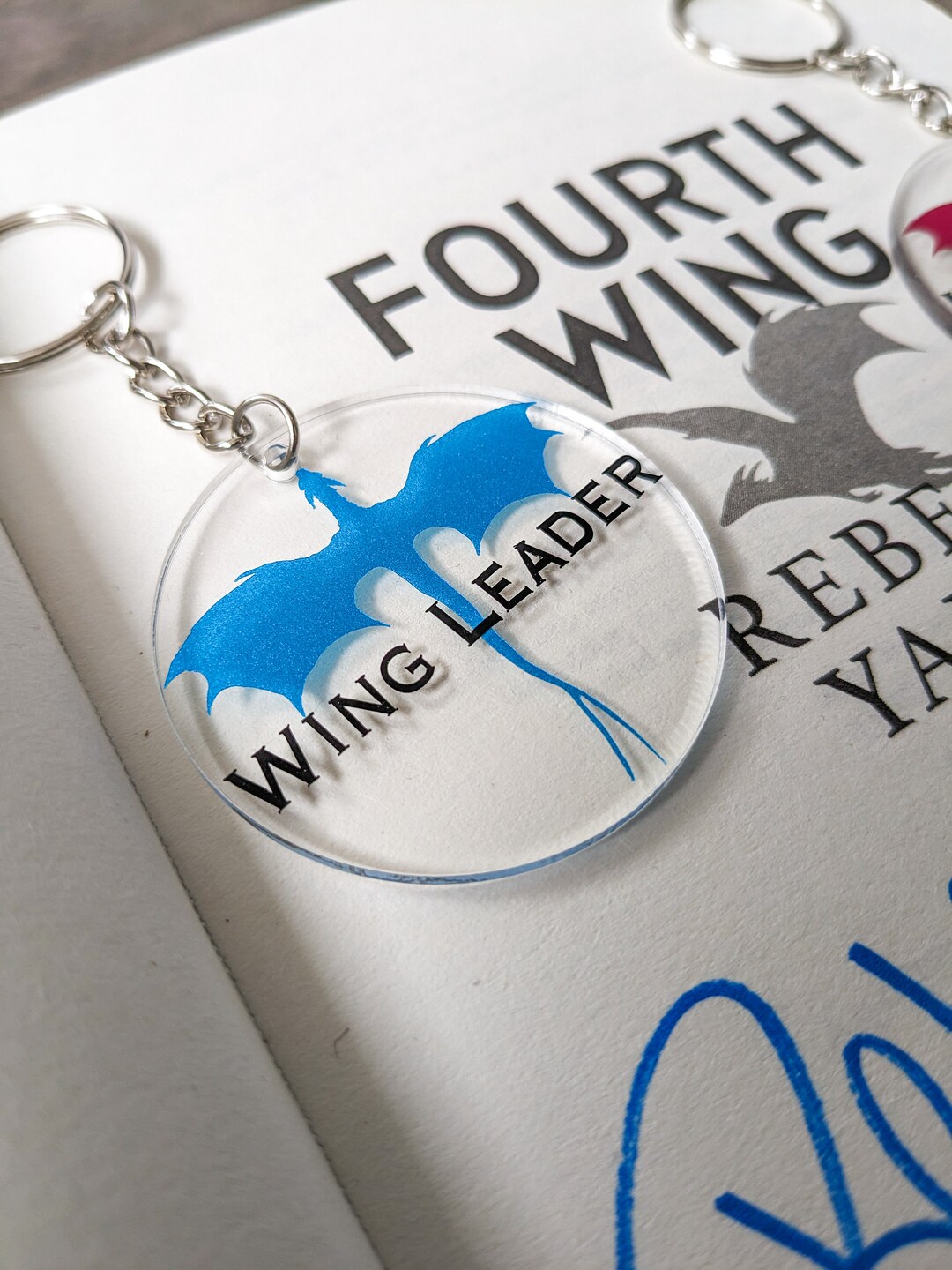 Fourth Wing 'wingleader Blue' Acrylic Keyring. Fourth Wing Bookish ...