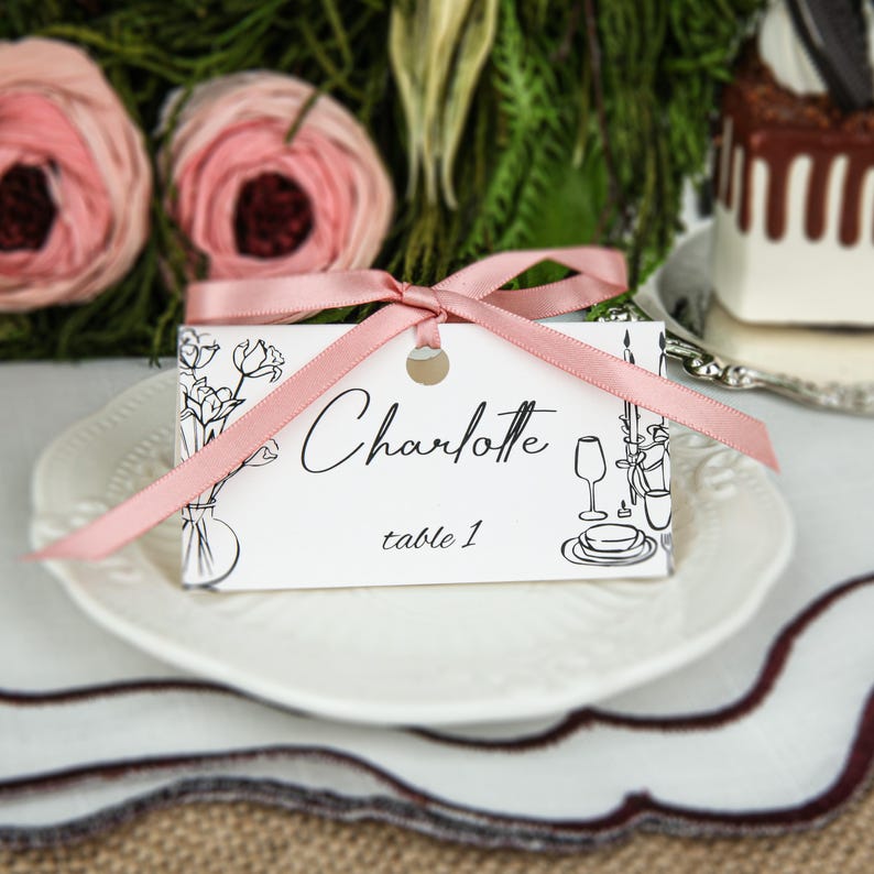 Custom Wedding Place Cards With Different Designs,ribbon Name Cards ...