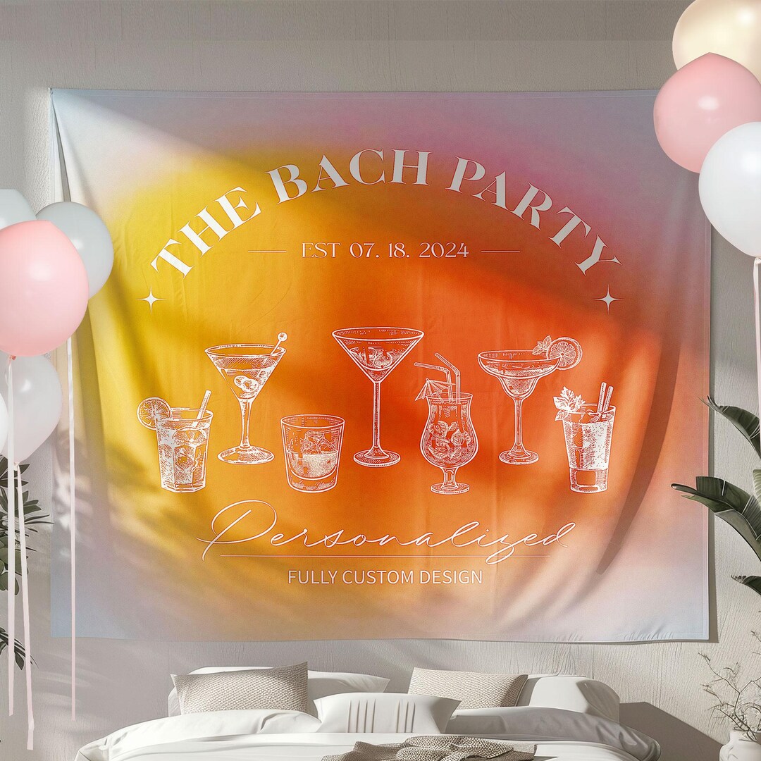 Custom Bachelorette Party Tapestry: Aurora Gradient Cocktail Design - Etsy