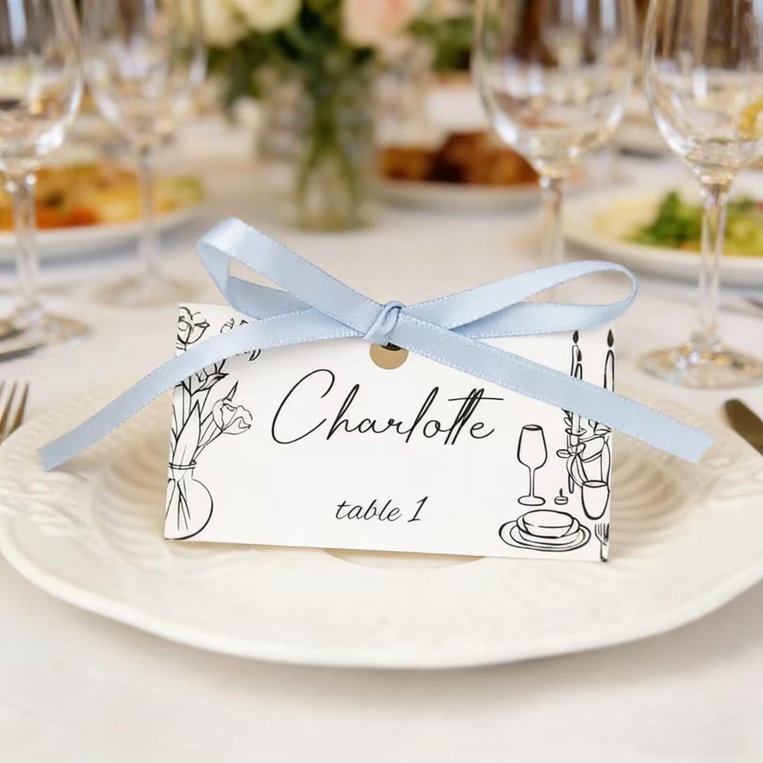 Custom Wedding Place Cards With Different Designs,ribbon Name Cards ...
