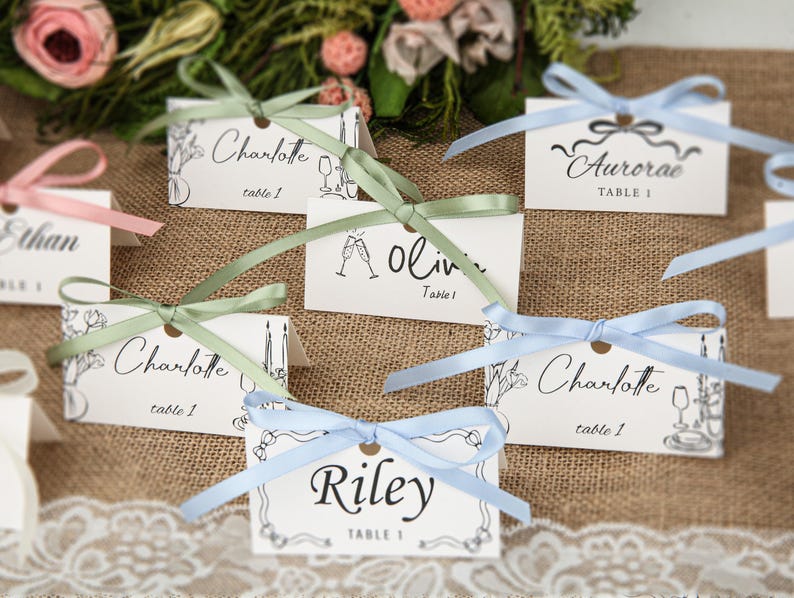 Custom Wedding Place Cards With Different Designs,ribbon Name Cards ...