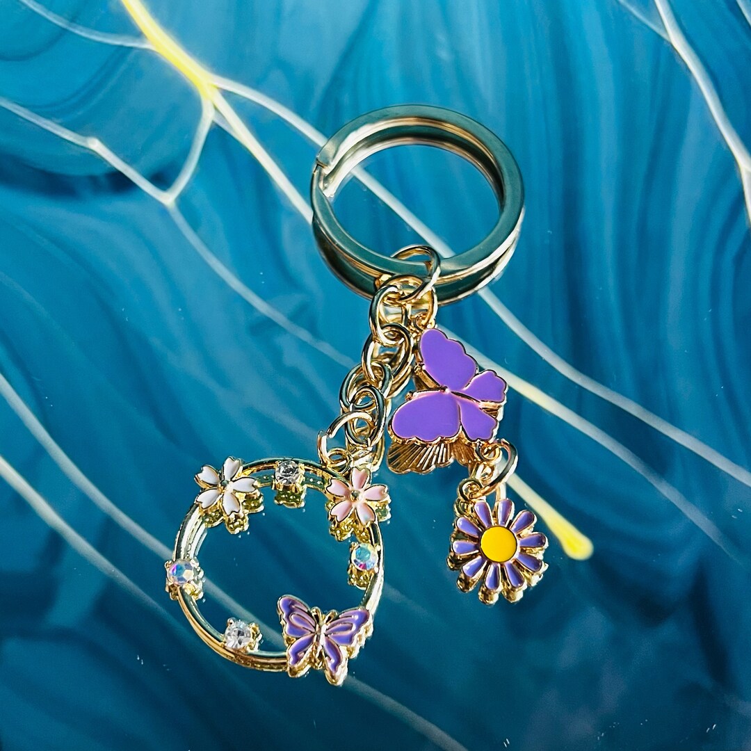 NEW Custom Gold Lavender Purple Lilac Butterfly Flower Jewel Charm ...