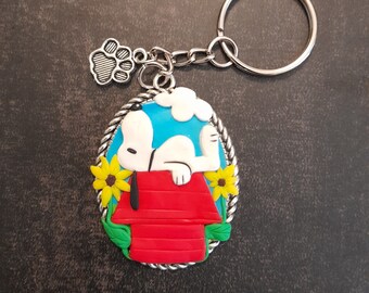 Snoopy Woven Keychain Peanuts Fan Keychain Boho Keychain - Etsy
