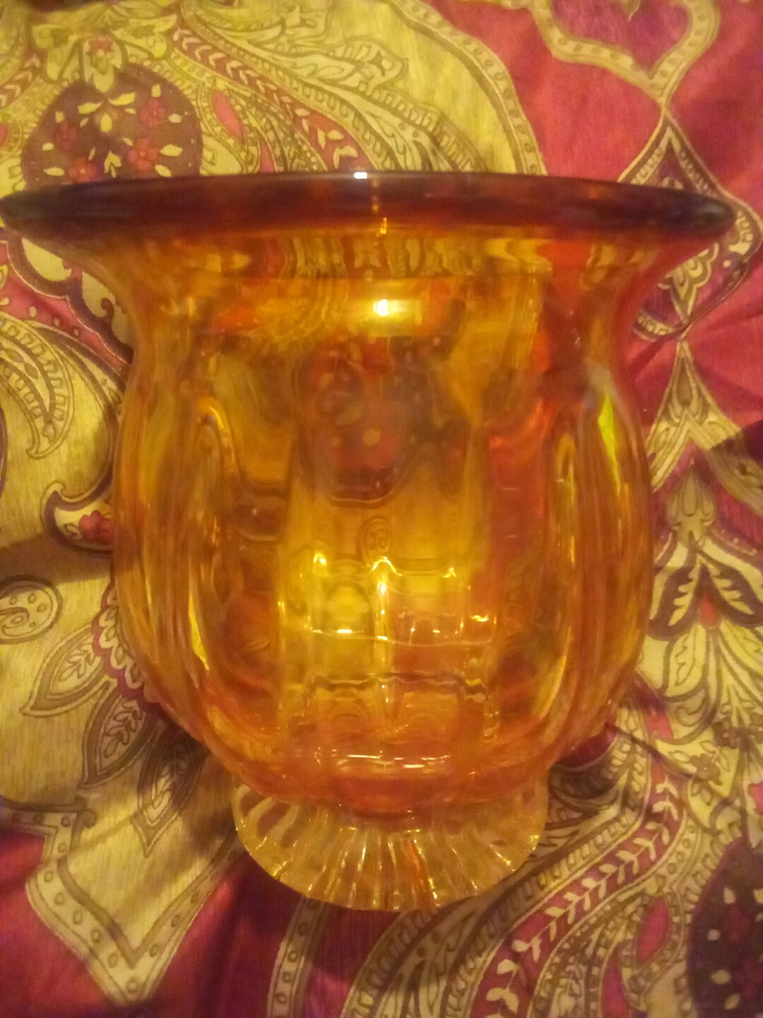 Amber 1930s Depression Glass Footed Circular Mint Candy Dish Vase ...