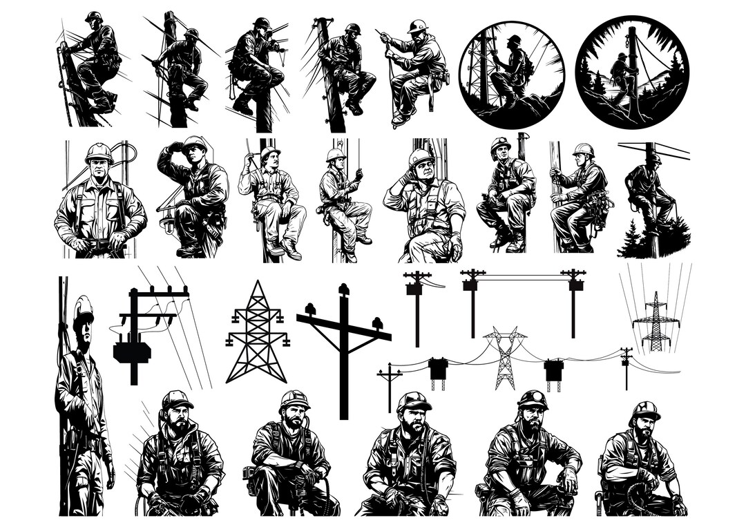 Lineman SVG Bundle: Powerline Worker Clipart (digital Download - Etsy