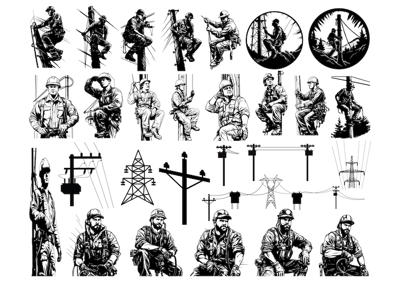 Lineman SVG Bundle: Powerline Worker Clipart (digital Download - Etsy