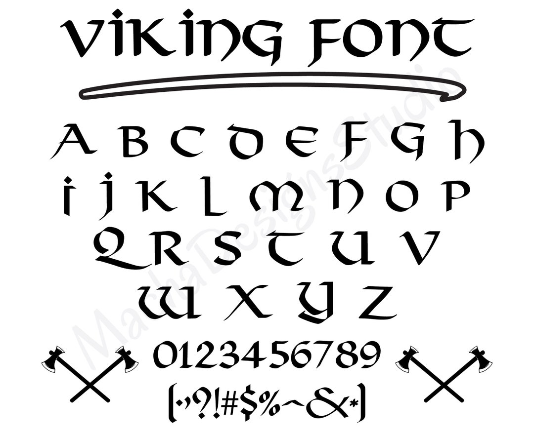 VIKING FONT SVG, Ax Svg, Alphabet Svg, Instant Download, Font Svg ...