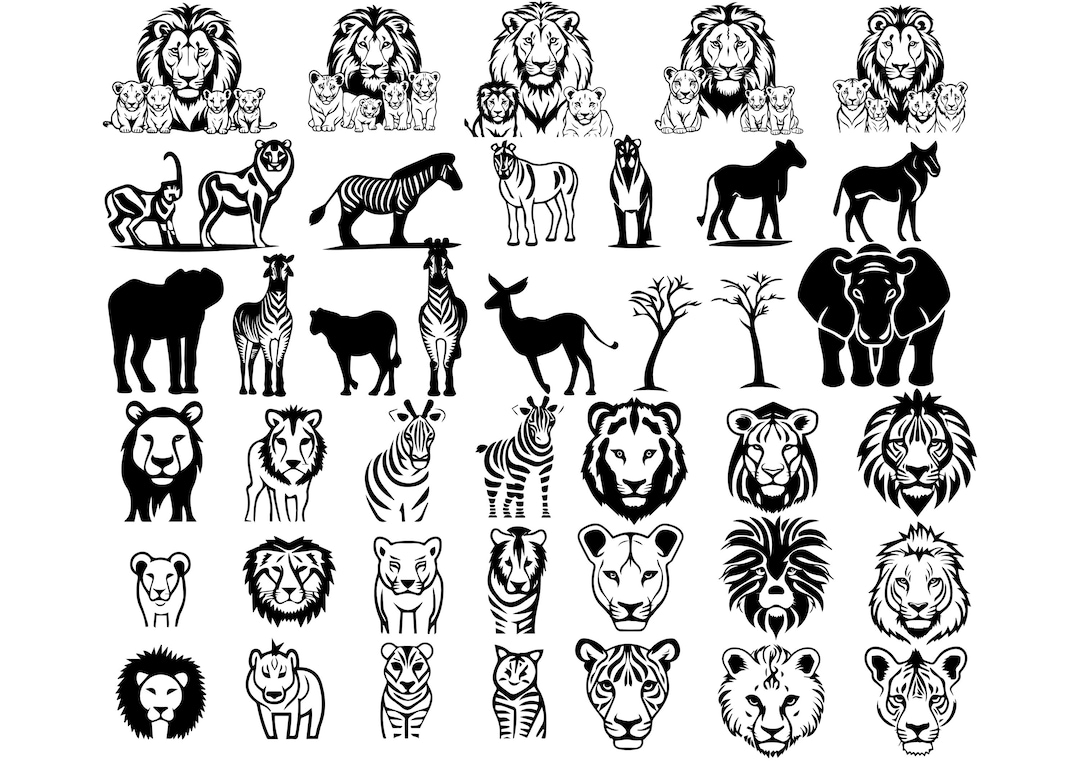 Safari Animal SVG Bundle: Wild Clipart for Cricut & Silhouette - Etsy