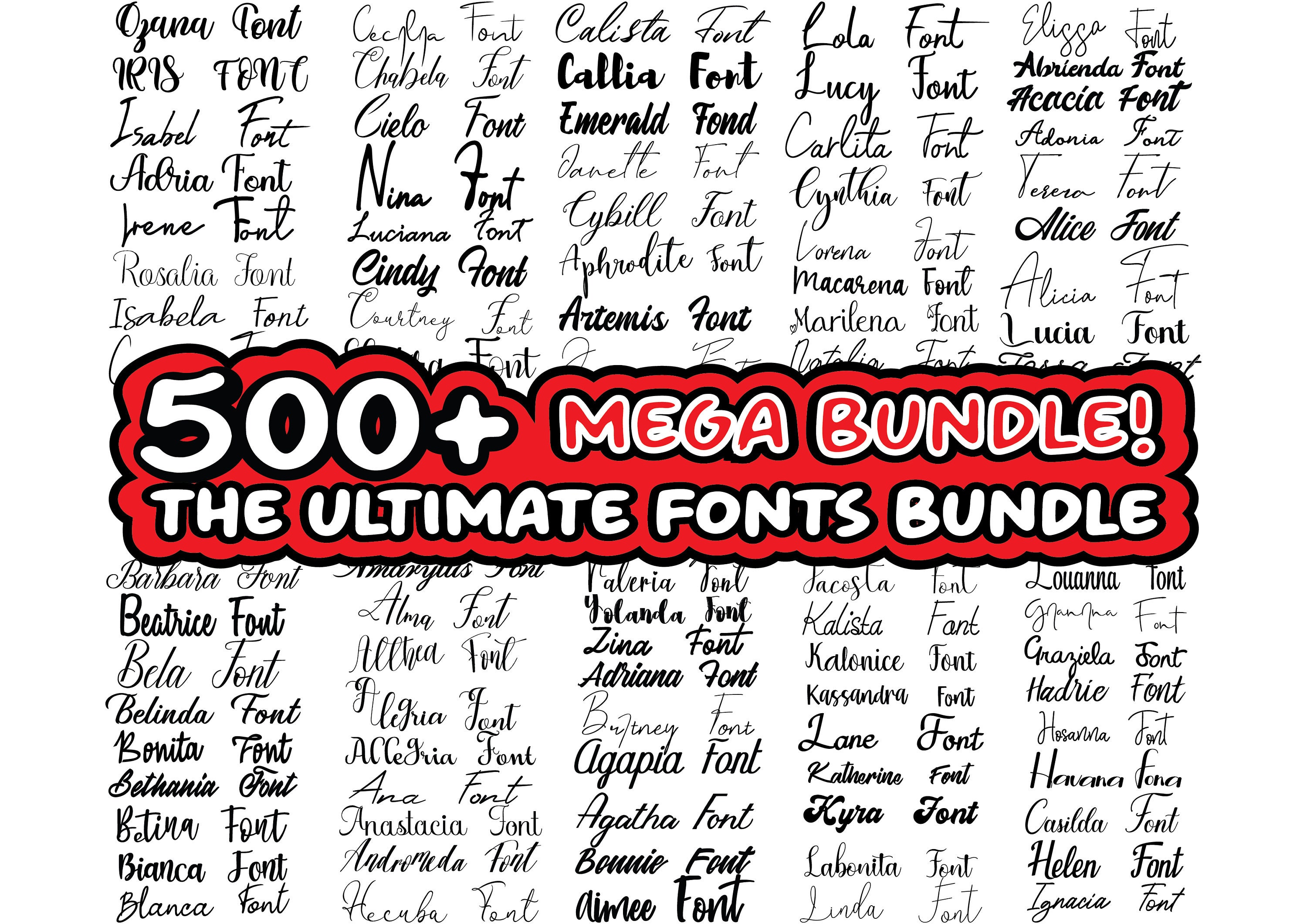 500 FONTS BUNDLE Font Svg Mega Collection Fonts Cursive - Etsy UK