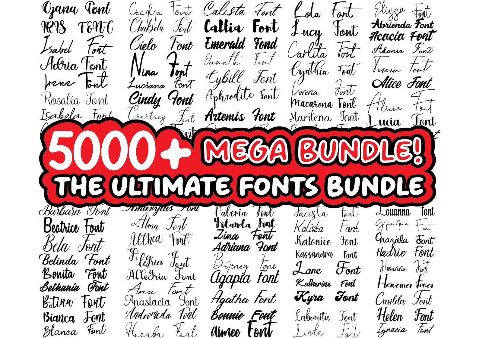 5000 Fonts Mega Bundle: Cursive & Handwritten (instant Download) - Etsy