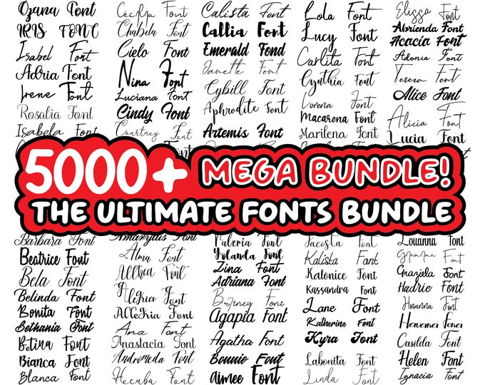Font Bundle SVG: 86 Handwritten Cursive Fonts (digital Download) - Etsy ...