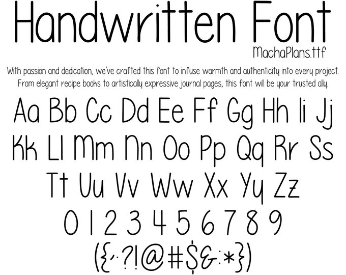 Jenplans Font Instant Download Handwritten Font for Crafts, Stickers ...