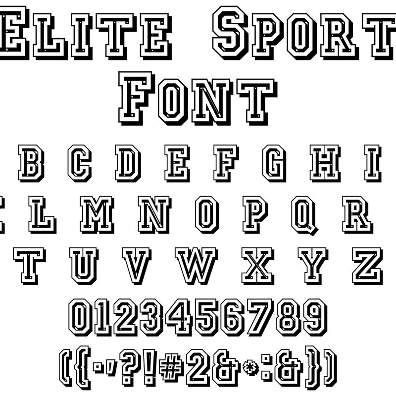 Sport Font With Outline - Etsy