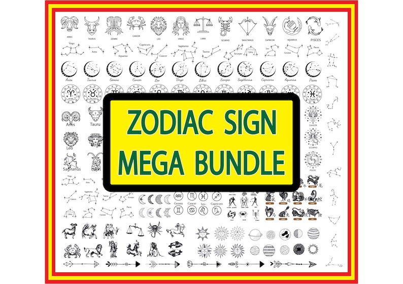 Zodiac SVG Bundle: Astrology Signs, Constellations, Celestial Clipart ...