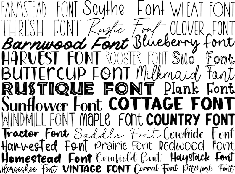 Farmhouse Font SVG Bundle: Rustic Country Fonts (digital Download) - Etsy
