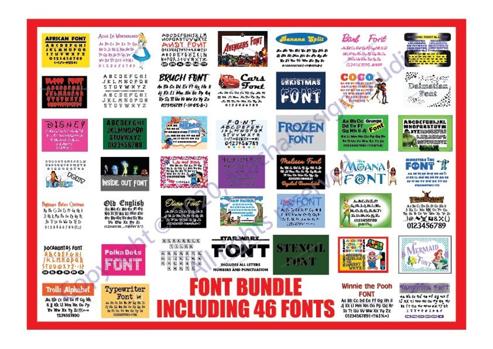 46 Font Bundle Fonts for Cricut Instant Download Digital - Etsy Canada