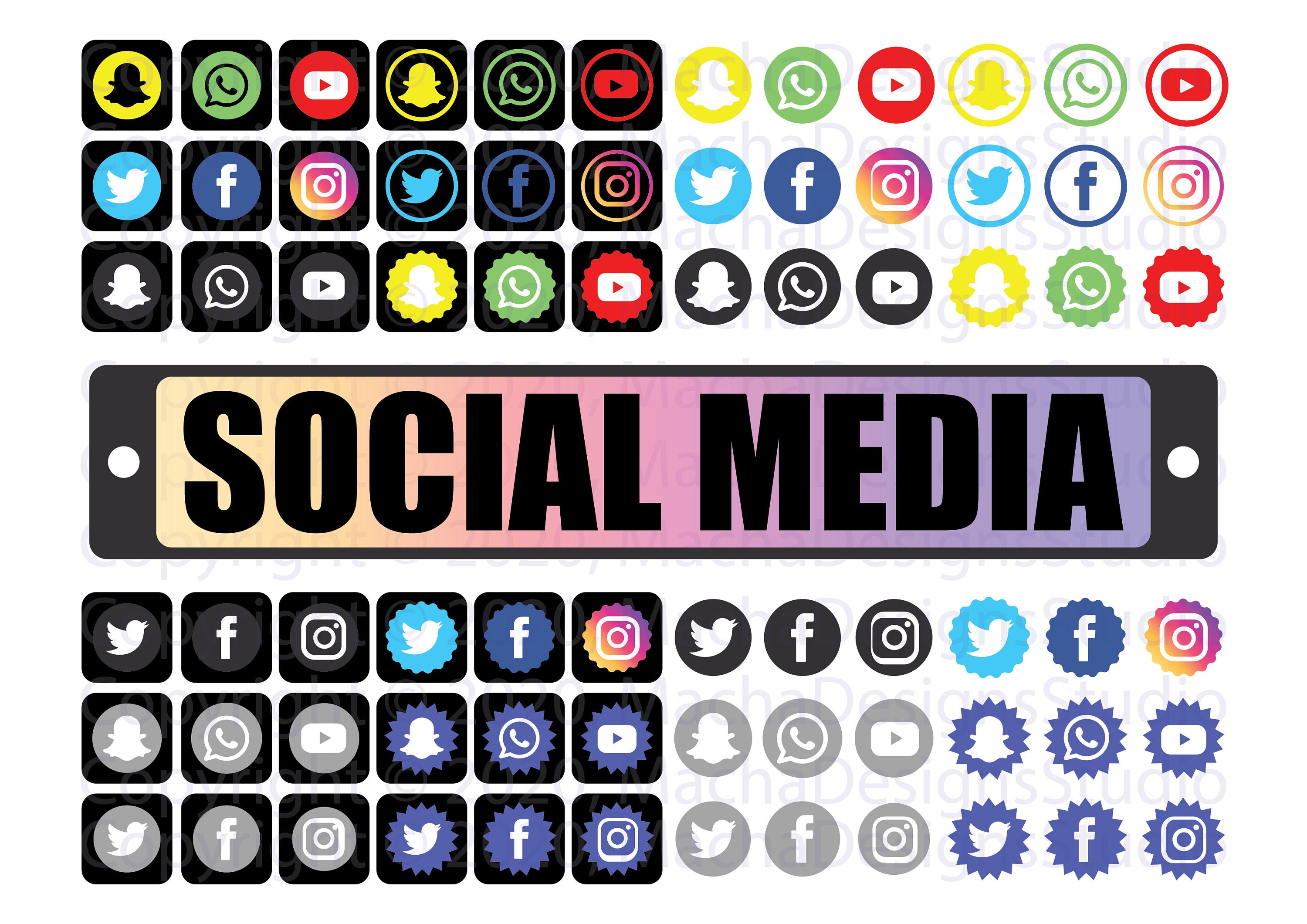 Social Media SVG Social Media Icons SVG Social Media Icons | Etsy