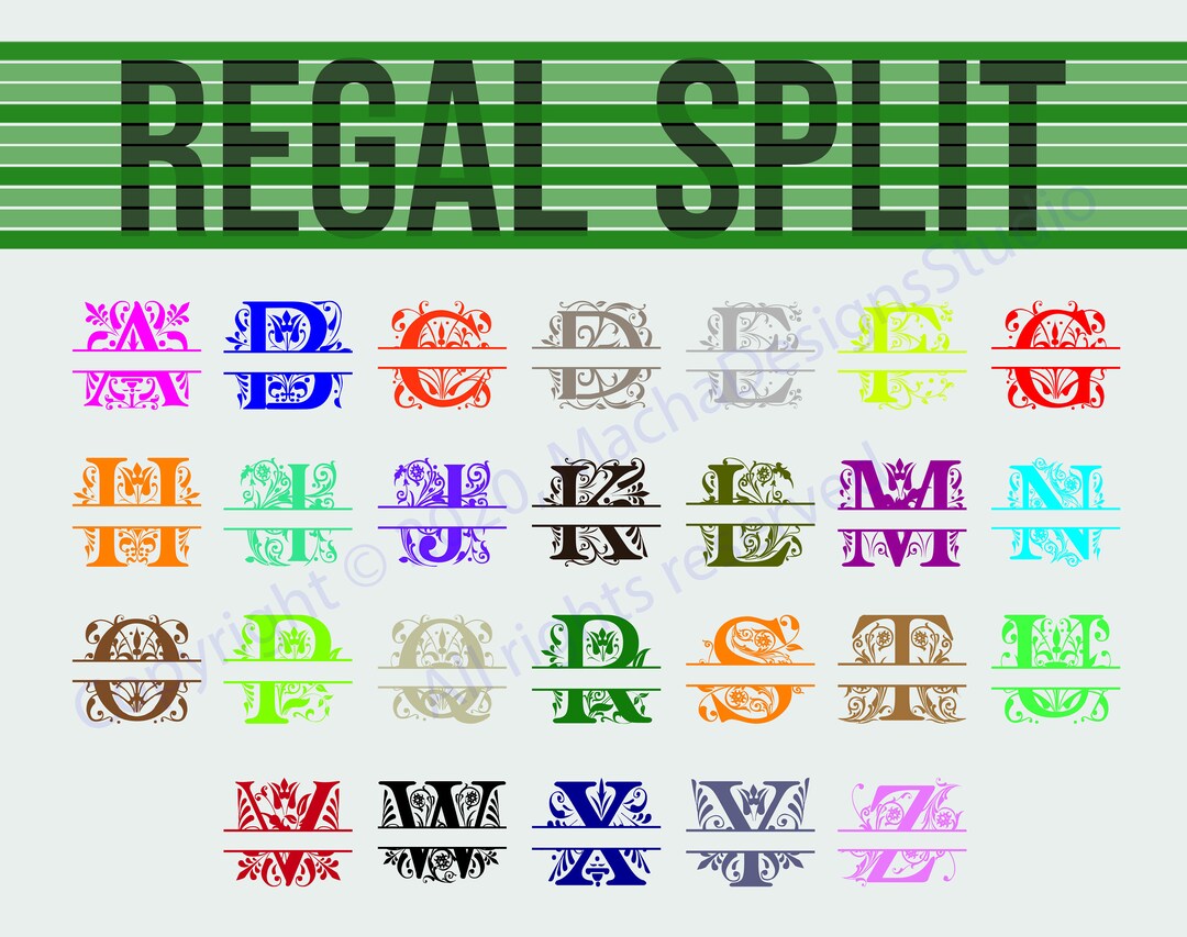 Regal Split Letters SVG, Split Monogram SVG, Wedding Letters SVG, Split ...