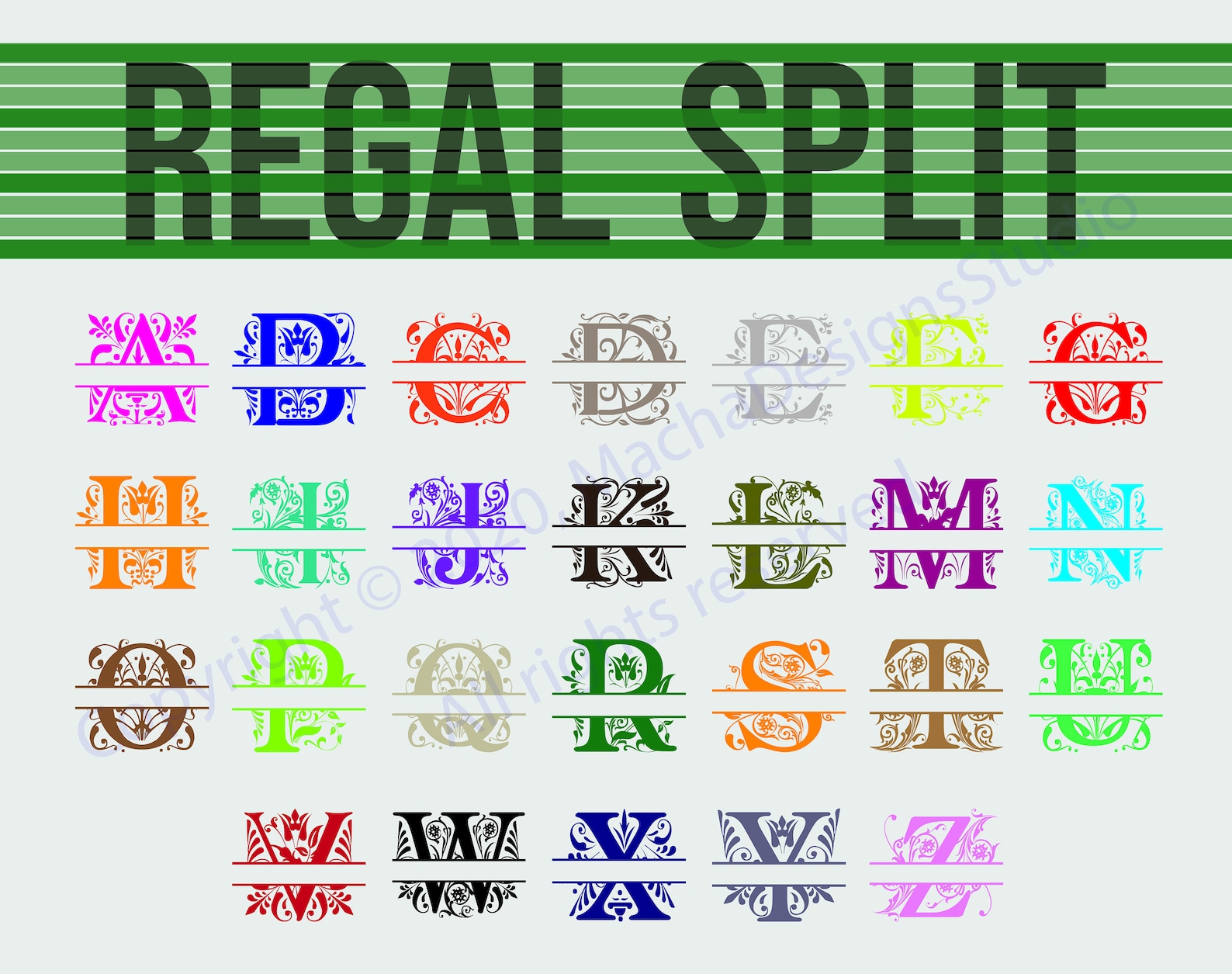 Regal Split Letters SVG, Split Monogram SVG, Wedding Letters SVG, Split ...