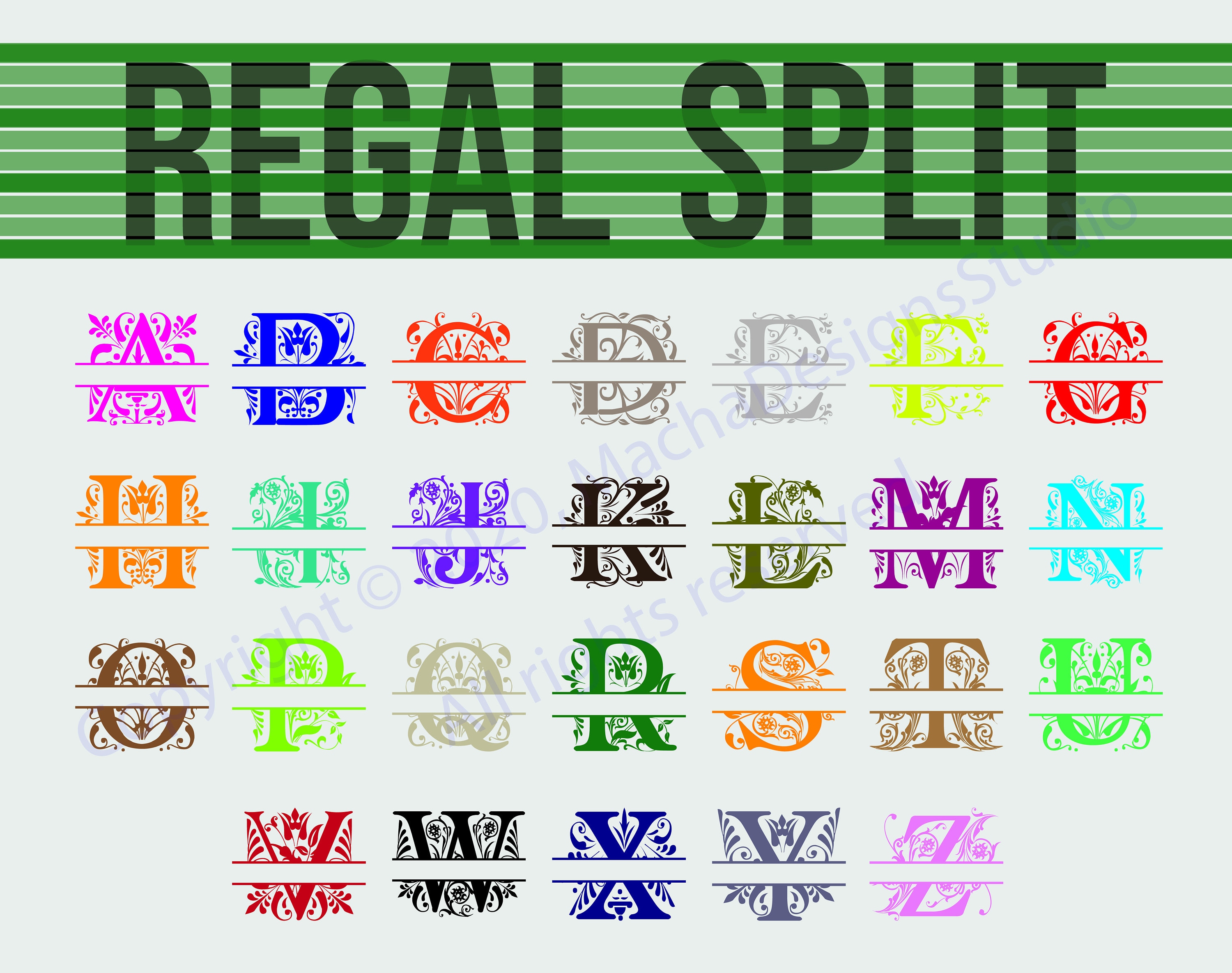 Regal Split Letters SVG, Split Monogram SVG, Wedding Letters SVG, Split ...