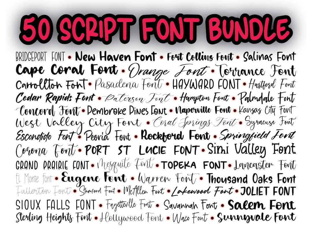 Elegant Cursive Fonts Bundle: 50 SVG, PNG, TTF (instant Download) - Etsy
