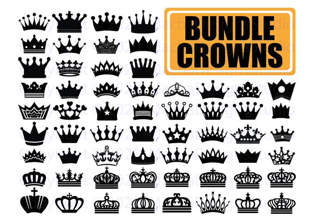 Crown SVG, Crowns Bundle SVG, Instant Download, Queen Crown, Digital ...