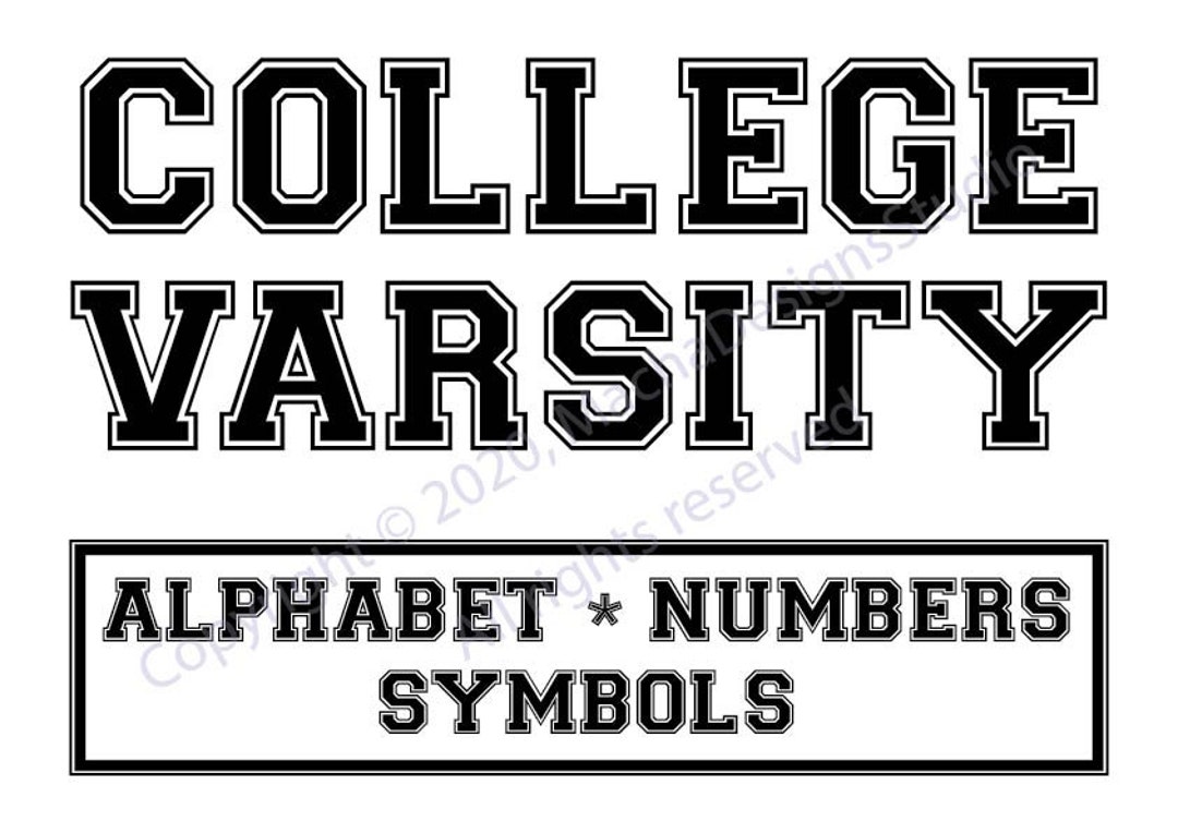 Varsity Font SVG: College Alphabet, Numbers, Symbols (digital Download ...