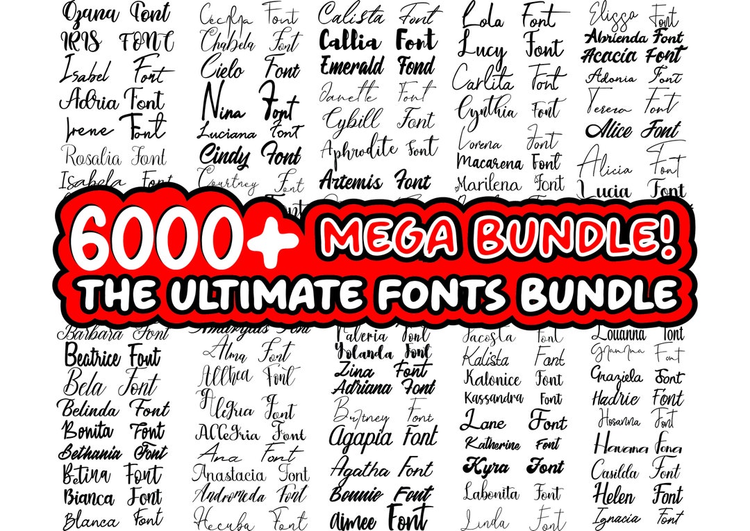 6000 Fonts Mega Bundle: Calligraphy, Script, & Wedding Fonts (instant ...